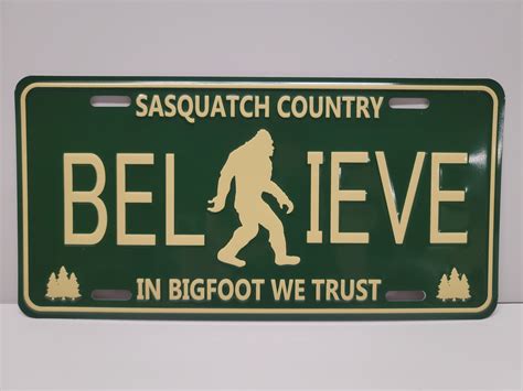 Bigfoot License Plate In Bigfoot We Trust Etsy