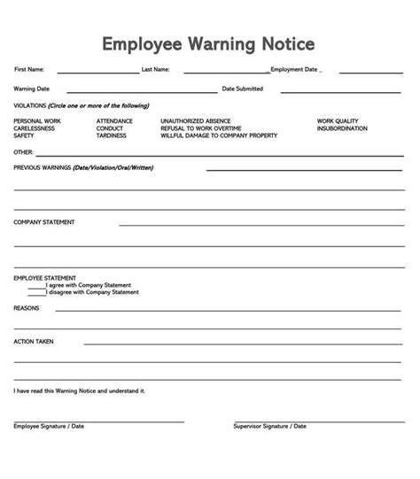 Employee Warning Notice Templates How To Write
