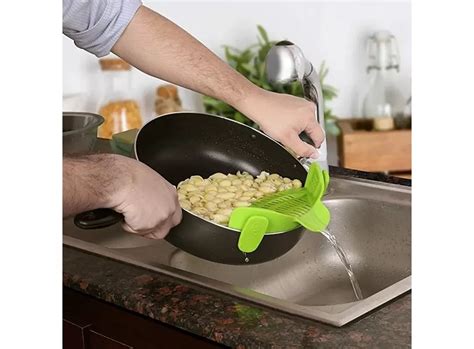 Universal Silicone Clip On Pan Pot Strainer Anti Spill Pasta Pot