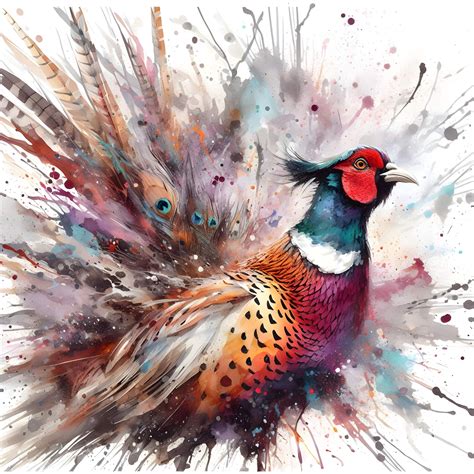 Watercolor Pheasant Clipart Bundle Rustic Bird  Files Digital
