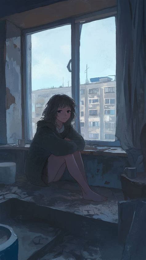 Anime Girl Sitting In Room By Animevisionai On Deviantart