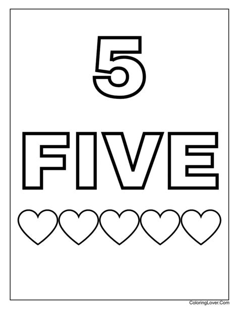 Number Five Coloring Pages