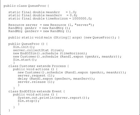 Process Oriented Simulation Of An Mm1 Queue Download Scientific