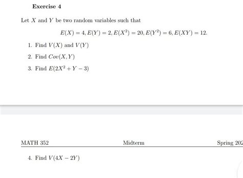 Solved Exercise 4 Let X And Y Be Two Random Variables Such