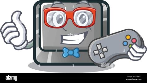 Gamer Character Ctrl Button Attached On Computer Vector Illustration