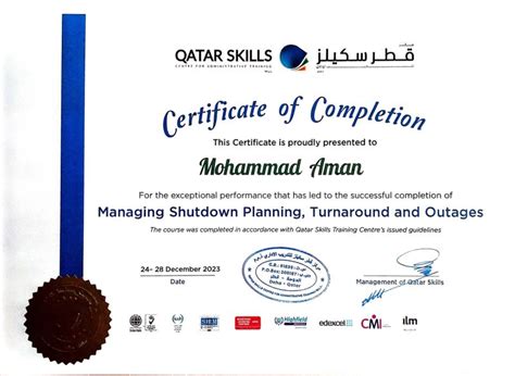 Mohammad Aman On Linkedin Successfully Completed The Training On Managing Shutdown Planning