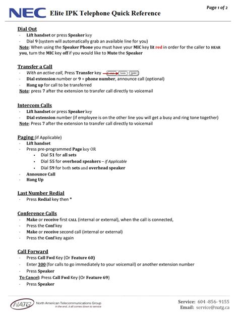 Nec Elite Ipk Quick Reference Pdf Download Manualslib