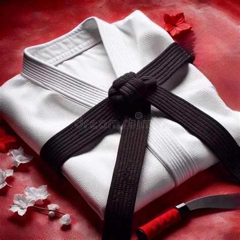 Black Martial Arts Belt And White Kimono Generated Ai Stock