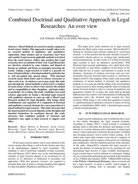 Combined Doctrinal And Qualitative Approach In Legal Researches An
