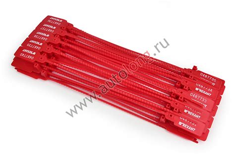 Пломба пластиковая, номерная, 255 мм, Красная REXANT (50 шт.) купить по ...