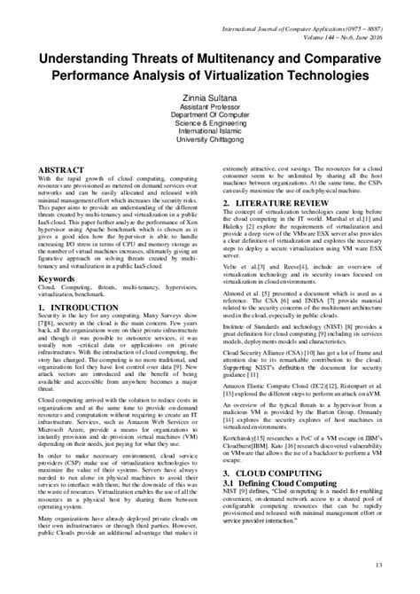 Pdf Understanding Threats Of Multitenancy And Comparative Performance Analysis Of