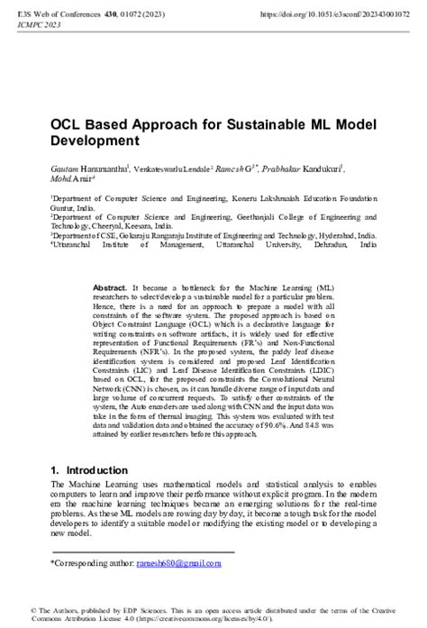 Pdf Ocl Based Approach For Sustainable Ml Model Development