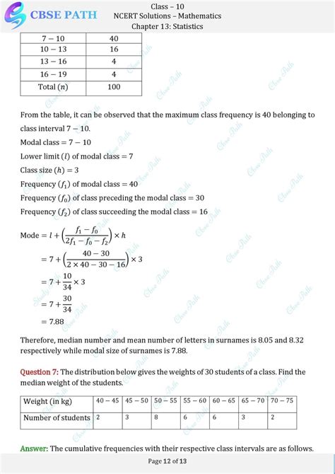 NCERT Solutions For Class Maths Exercise Statistics CBSE Path