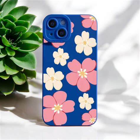 White Royal Blue Pink Flower Flowers Iphone Case For Iphone 16 15 14