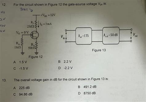 Solved For The Circuit Shown In Figure The Gate Source Chegg