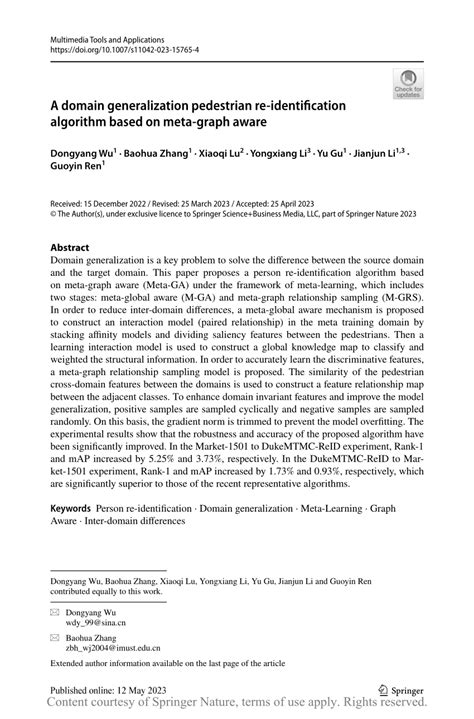A Domain Generalization Pedestrian Re Identification Algorithm Based On Meta Graph Aware