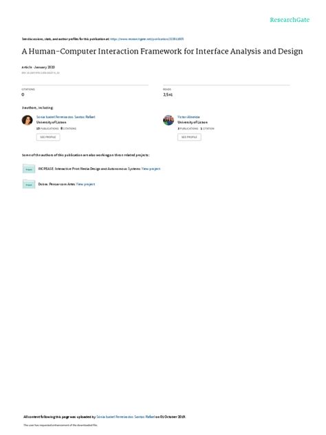 a human computer interaction framework for interface analysis and
