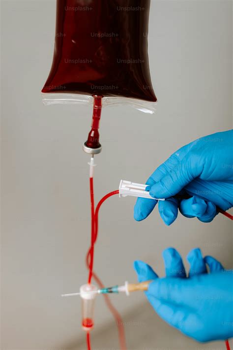 파란 장갑을 낀 사람이 바늘을 들고 있습니다 사진 Unsplash의 피 이미지