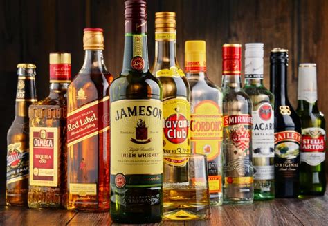 Bottles Of Assorted Hard Liquor Brands Editorial Photography Image Of