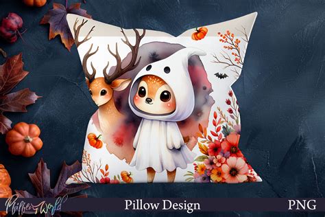Halloween Pillow Cute Ghost Deer Graphic By Pfiffens World · Creative Fabrica