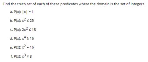 solved find the truth set of each of these predicates where