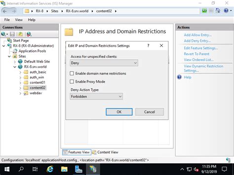 Windows Server 2019 Iis Ip And Domain Ristrictions Server World