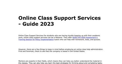 Online Class Support Services Guide 20232pdf Docdroid
