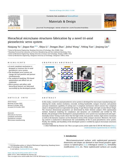 Pdf Hierachical Micronano Structures Fabrication By A Novel Tri