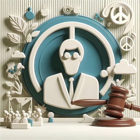 3d Flat Icon As Mediator With Gavel And Peace Symbol Concept As An
