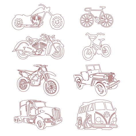 8 Modelos De Vehículos 2d C4v Laser Banco De Diseños