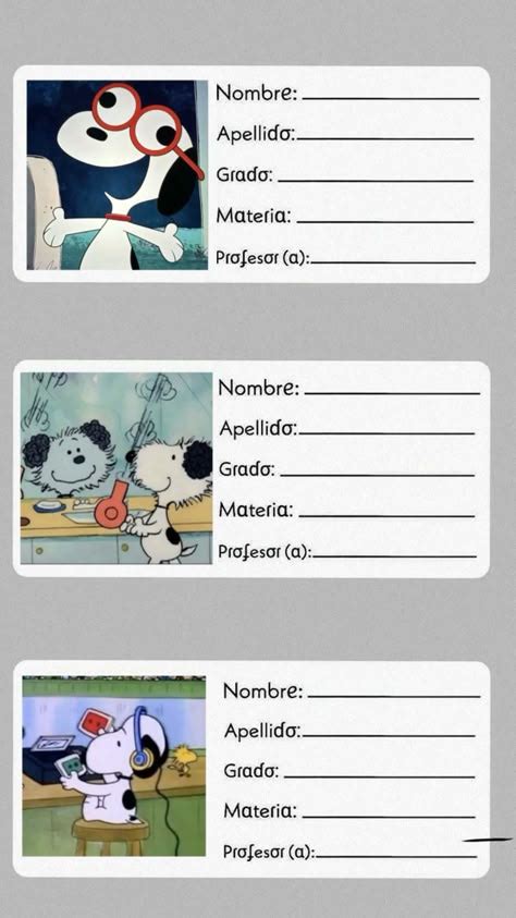 10 Etiquetas Escolares De Snoopy Para Editar E Imprimir Gratis