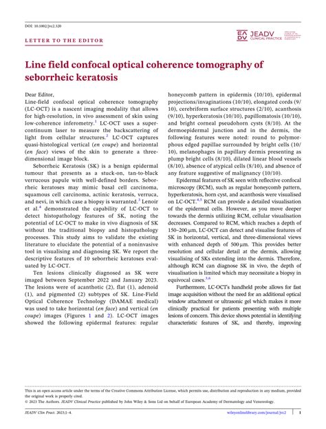 Pdf Line Field Confocal Optical Coherence Tomography Of Seborrheic