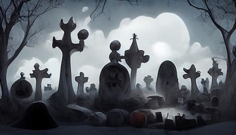 Halloween Graveyard Cartoon