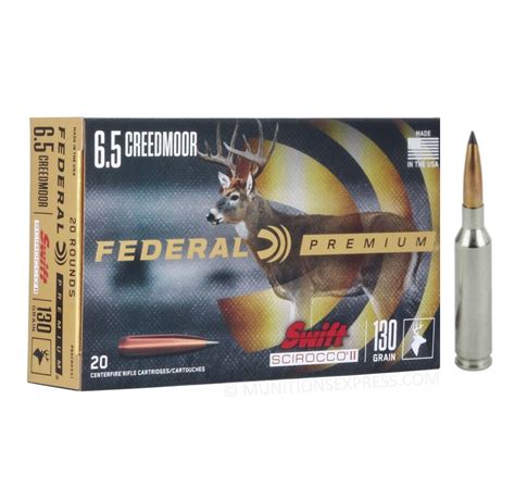 Federal Premium 65mmcreedmoor Ammo 130gr Swift Scirocco Ii 20box