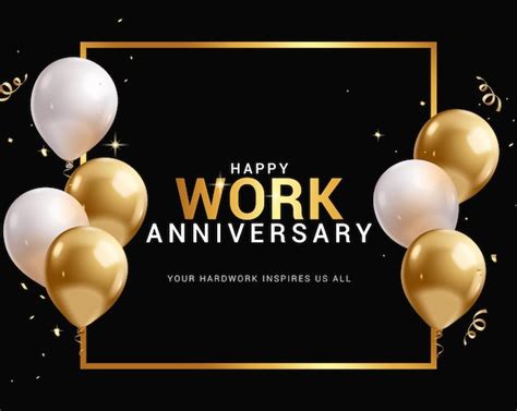 Feliz Aniversario De Trabajo Elegante Plantilla De Clipart Texto De