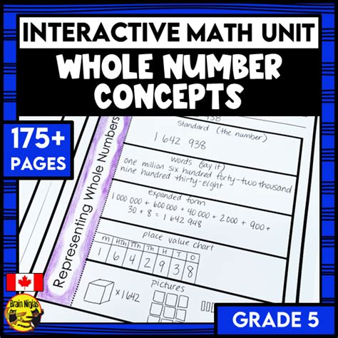 Number Interactive Math Unit Paper Grade 5 Brainninjas