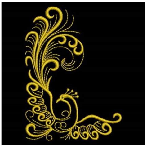 Golden Peacock Corner Machine Embroidery Design Embroidery Library At