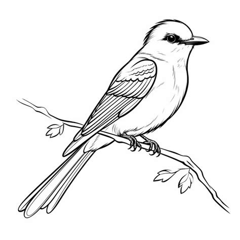 Premium Ai Image Eastern Kingbird Hand Drawn Cute Cute Coloring Book