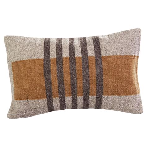 Handmade White Organic Modern Sheep Wool Lumbar Throw Pillow In Stock