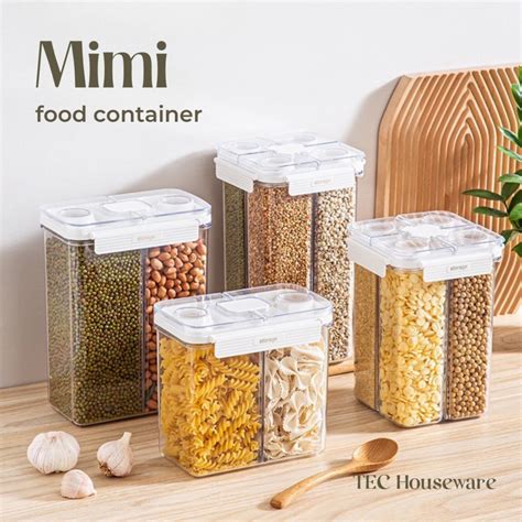 【tec】mimi 2 In 1 Food Storage Jar Box Snack Design 4 In 1 Airtight Food