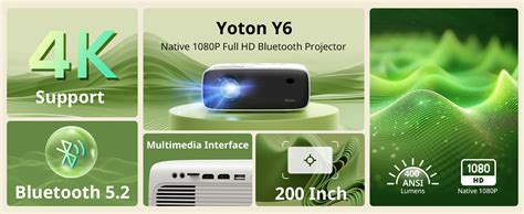 Yoton Y6 Bluetooth Projector 4k Support Projector With Tripod 200