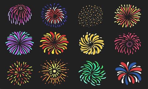 Premium Vector Fireworks Abstract Elements Collection Vector Illustration