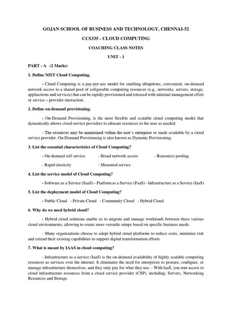 Coaching Class Notes Pdf Cloud Computing Virtualization