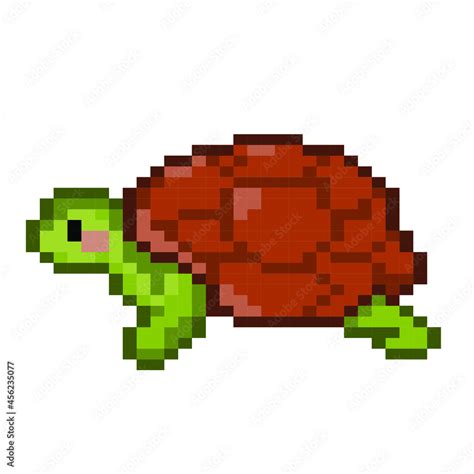 Pixel Art 8 Bit Cartoon Turtle Element Design For Stickers Logo Embroidery Mobile App