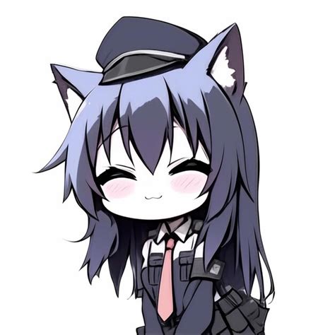 Premium Photo Anime Girl With Cat Ears And A Hat And A Tie Generative Ai