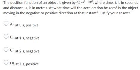 Solved The Position Function Of An Object Is Given By Chegg