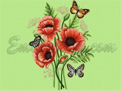 "Букет из маков" | Machine embroidery design