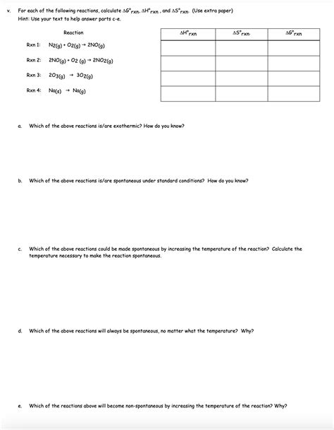V ﻿for Each Of The Following Reactions Calculate