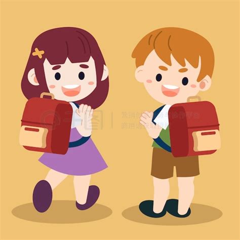 孩子免抠元素人物卡通孩子去学校的插图。模板免费下载ai格式626像素编号66193286 千图网