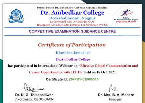 Khushboo Jamodkar On Linkedin Participation Certificate In International Webinar On Effective